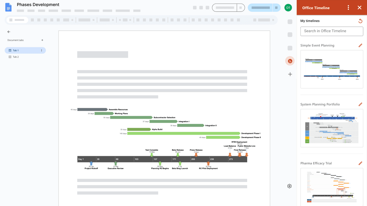Office Timeline & Google Docs Integration | Visual Data Sync