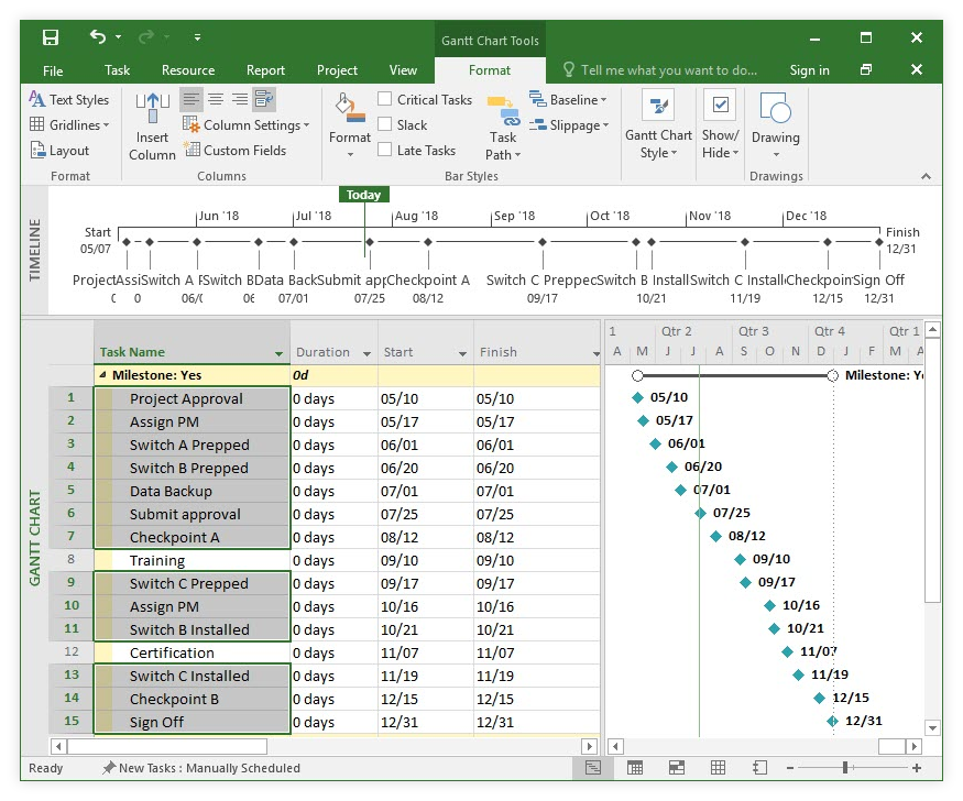 MS Project Timeline Tutorial Free Template Export To PPT