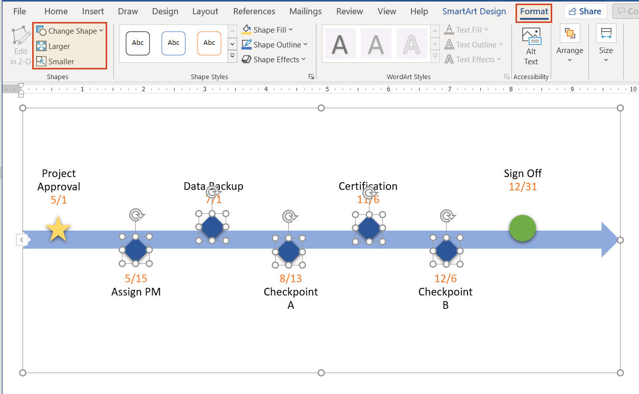 MS Word Timeline Chart